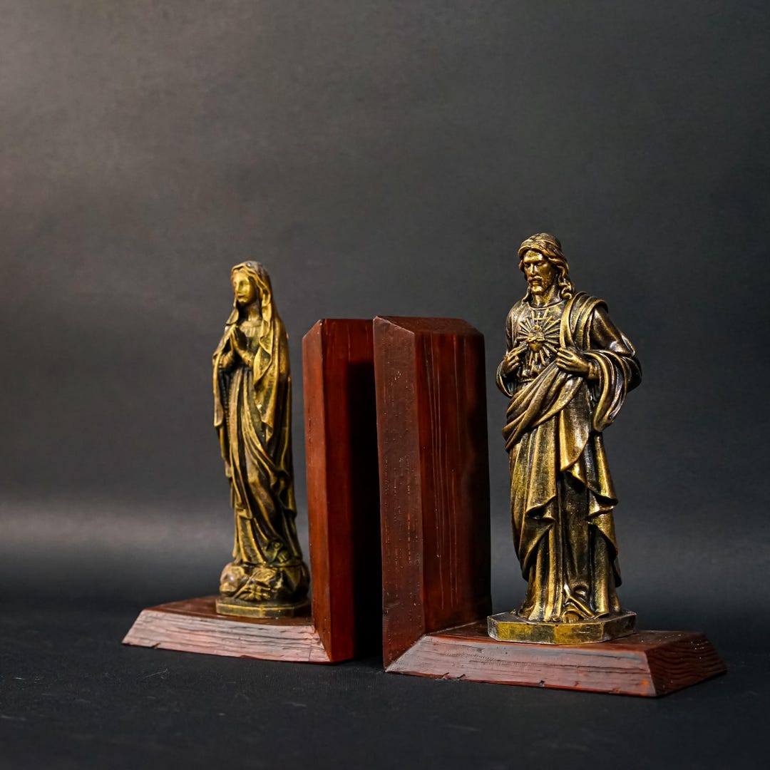 Jesus Christ and Mary Bookends, Jesus and Mary Statue, Mary Book, Jesus ...