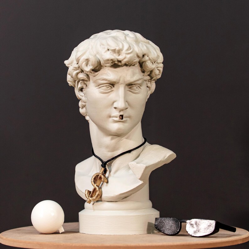 Michelangelo's Bust David Sculpture - Man Statue - Vintage Figurine ...
