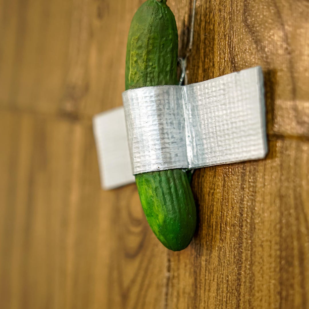 Duct Tape Cucumber Statue, Duct Tape Cucumber - Hand Painted, Fine Art ...