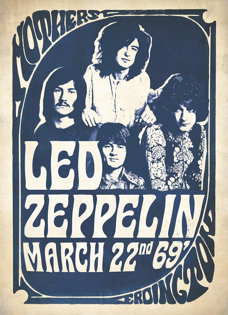 Led Zeppelin Mothers Night Out A3 Poster. Music / Retro / Collectable ...