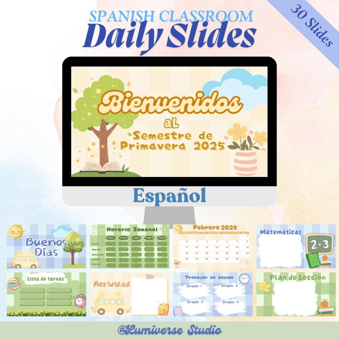 Spanish Classroom Slides Template, Daily Slides, Back to School Slides ...