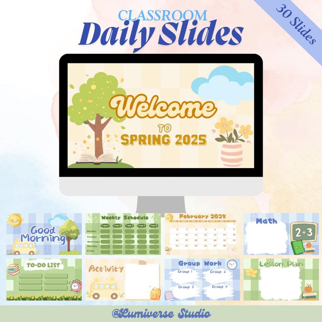 Classroom Slides Template, Daily Slides, Back to School Slides, Teacher ...