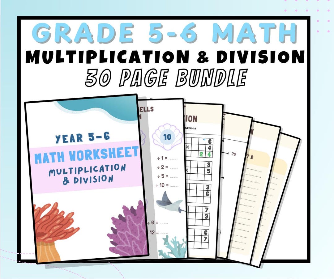 Grade 5-6 Multiplication & Division | 30 Pages | Ocean Theme ...