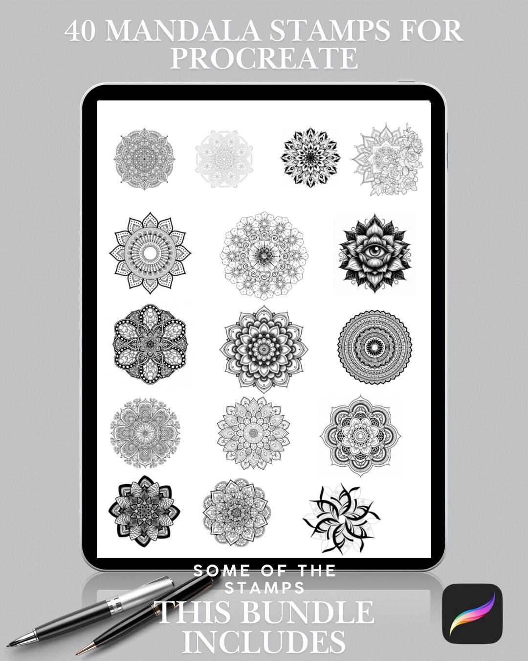 40 Mandala Procreate Brushes | Tattoo Stencil Bundle | Procreate ...