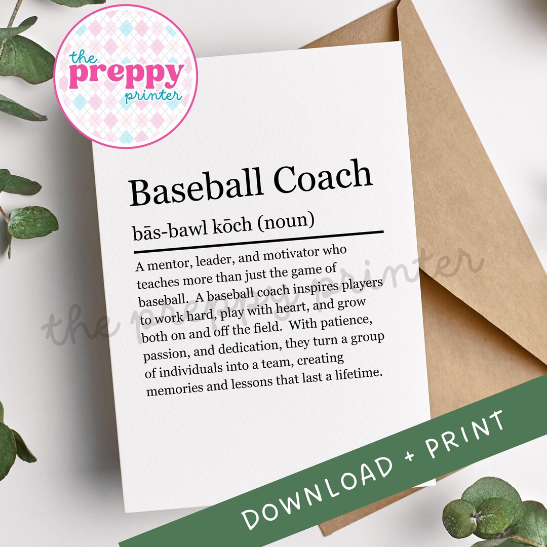 Thank You Coach | Thank You Card | Baseball Coach | Digital Thank You ...