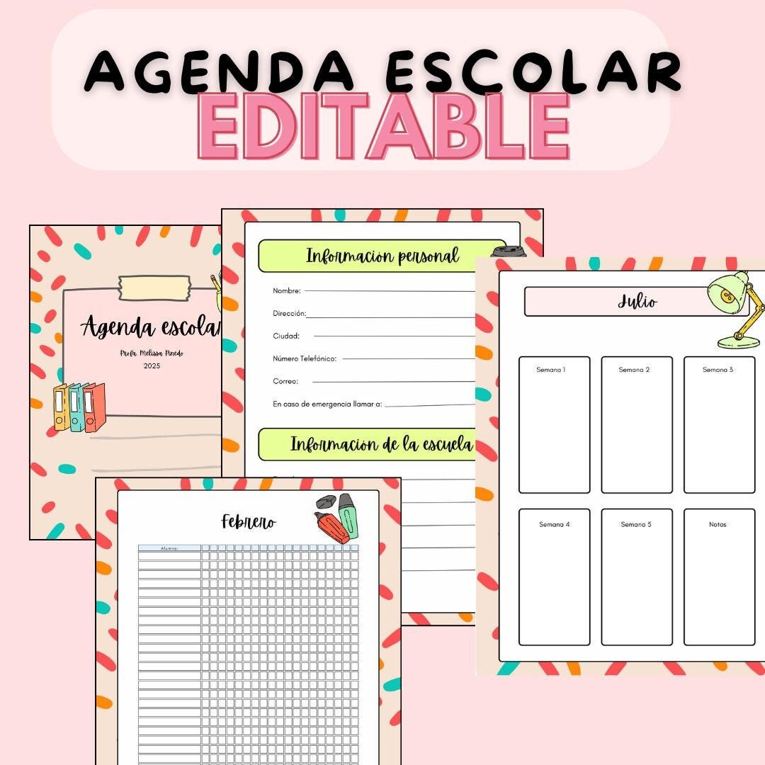 Retro Editable School Diary Template - Etsy