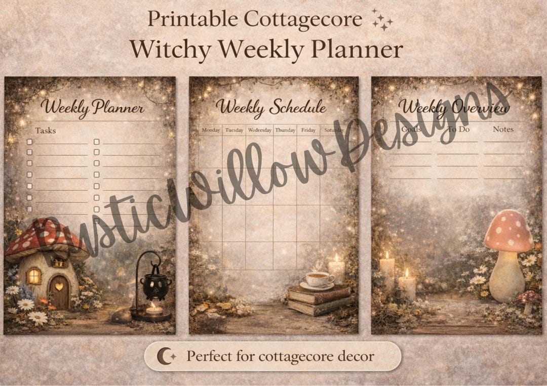 Cottagecore Weekly Planner Printable | Witchy Planner Pages | Aesthetic ...