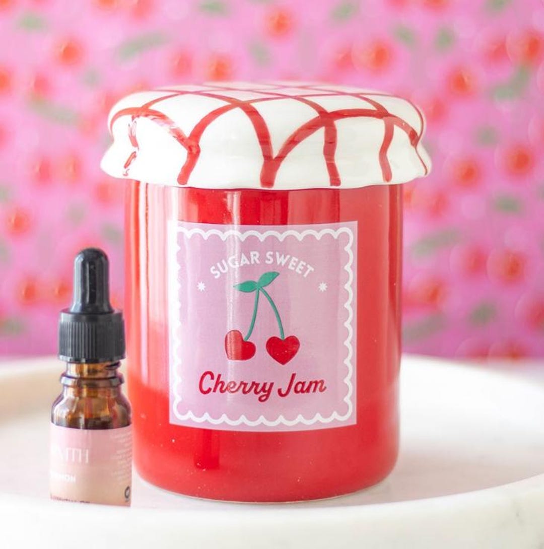 Cherry Jam Jar Oil Burner/wax Warmer - Etsy