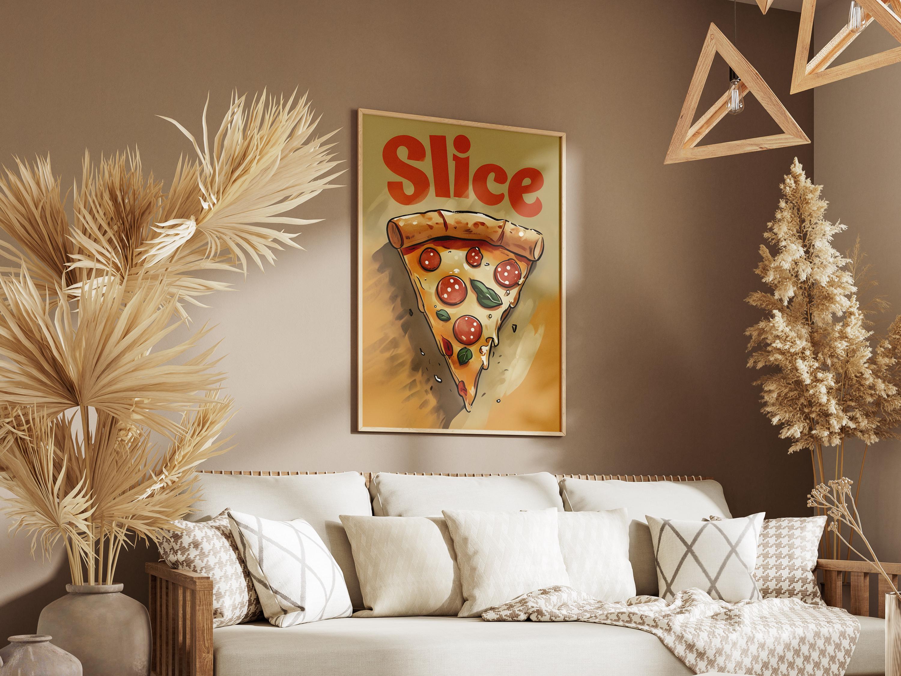 Printable Pizza Slice Art - Fun Food Kitchen Decor - Quirky Typography ...