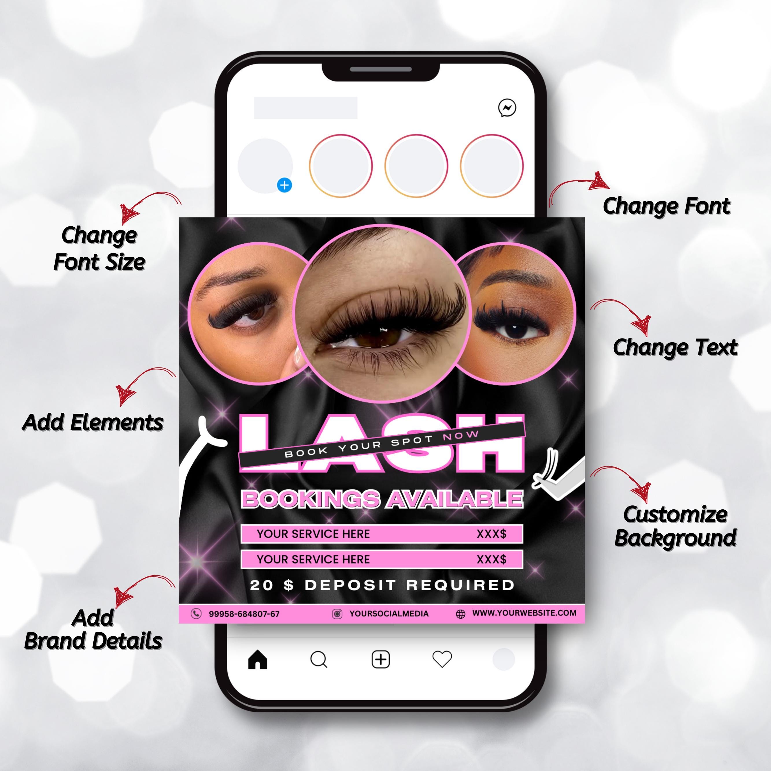 Lash Booking Flyer Lash Tech Flyer DIY Lash Flyer Lashes Flyer Lash ...