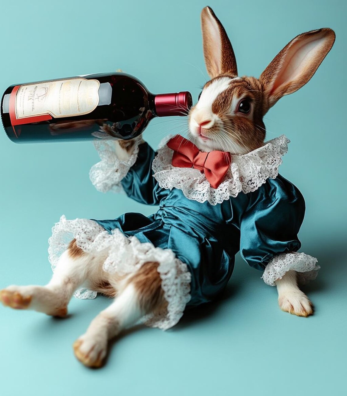 Easter Bunny Modern Funny Kitchen Decor Bar Wall Art Wine Bottle Poster ...