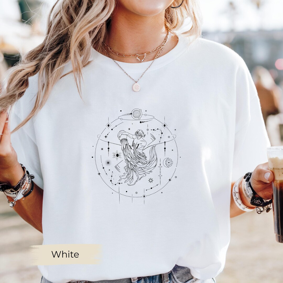 Aquarius Zodiac T-shirt, Aquarius Star Sign Graphic Tee, Horoscope ...