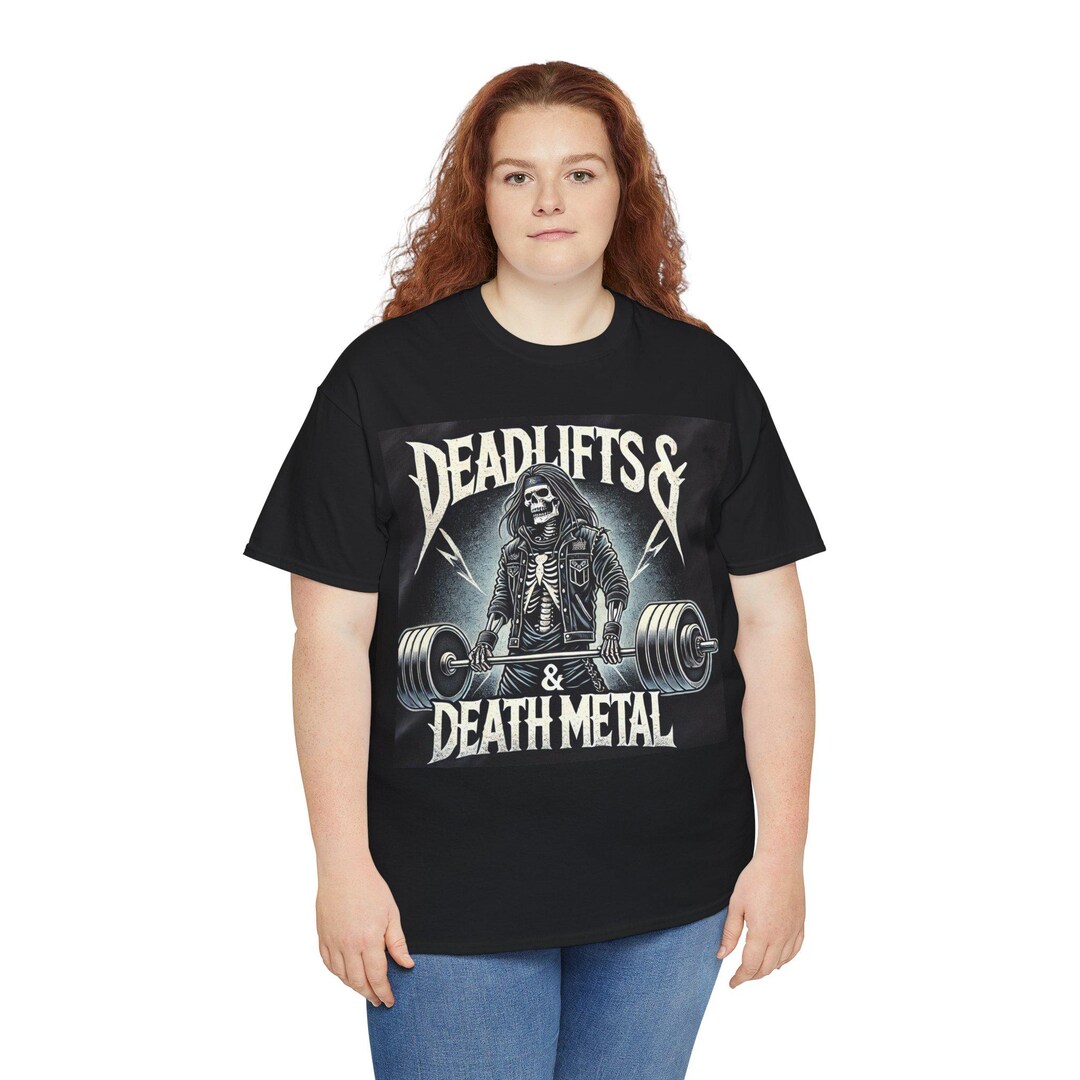 Skeleton Powerlifting Tee, Deadlifts & Death Metal Shirt, Gym Apparel ...