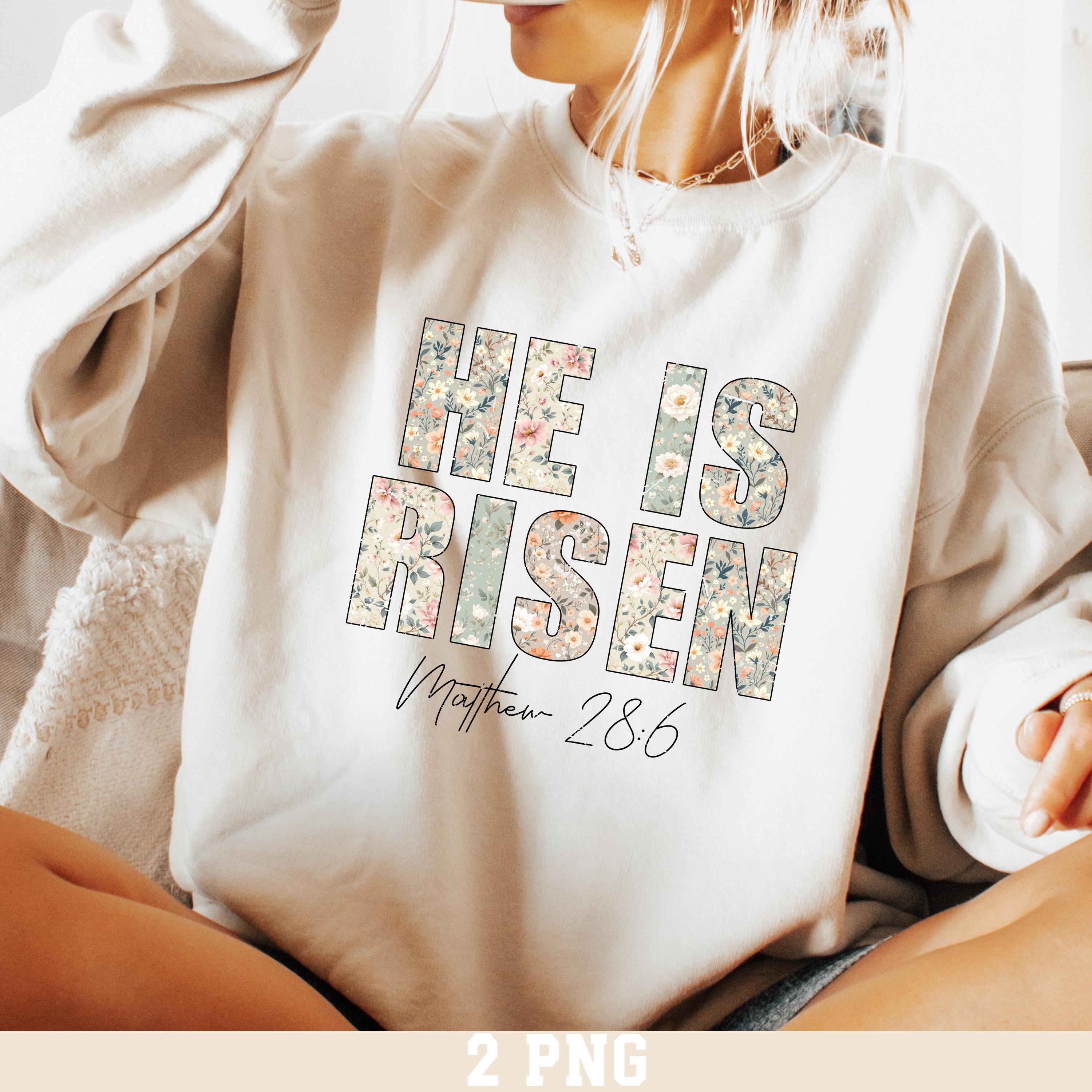 He is Risen Floral PNG: Retro Christian Easter Design (2 PNG) - Etsy