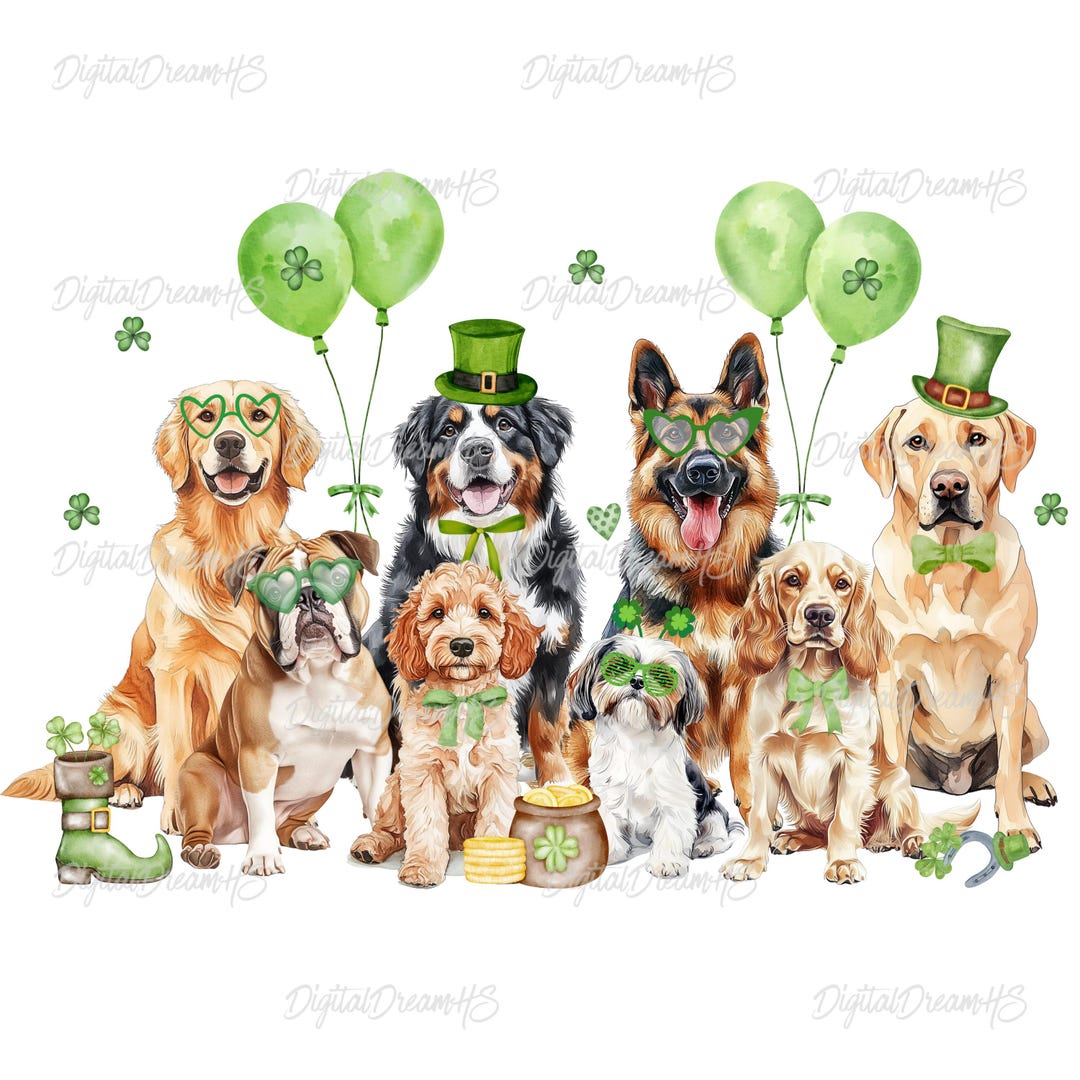 St Patrick's Day Dog Breeds Watercolor PNG (digital Download) - Etsy ...