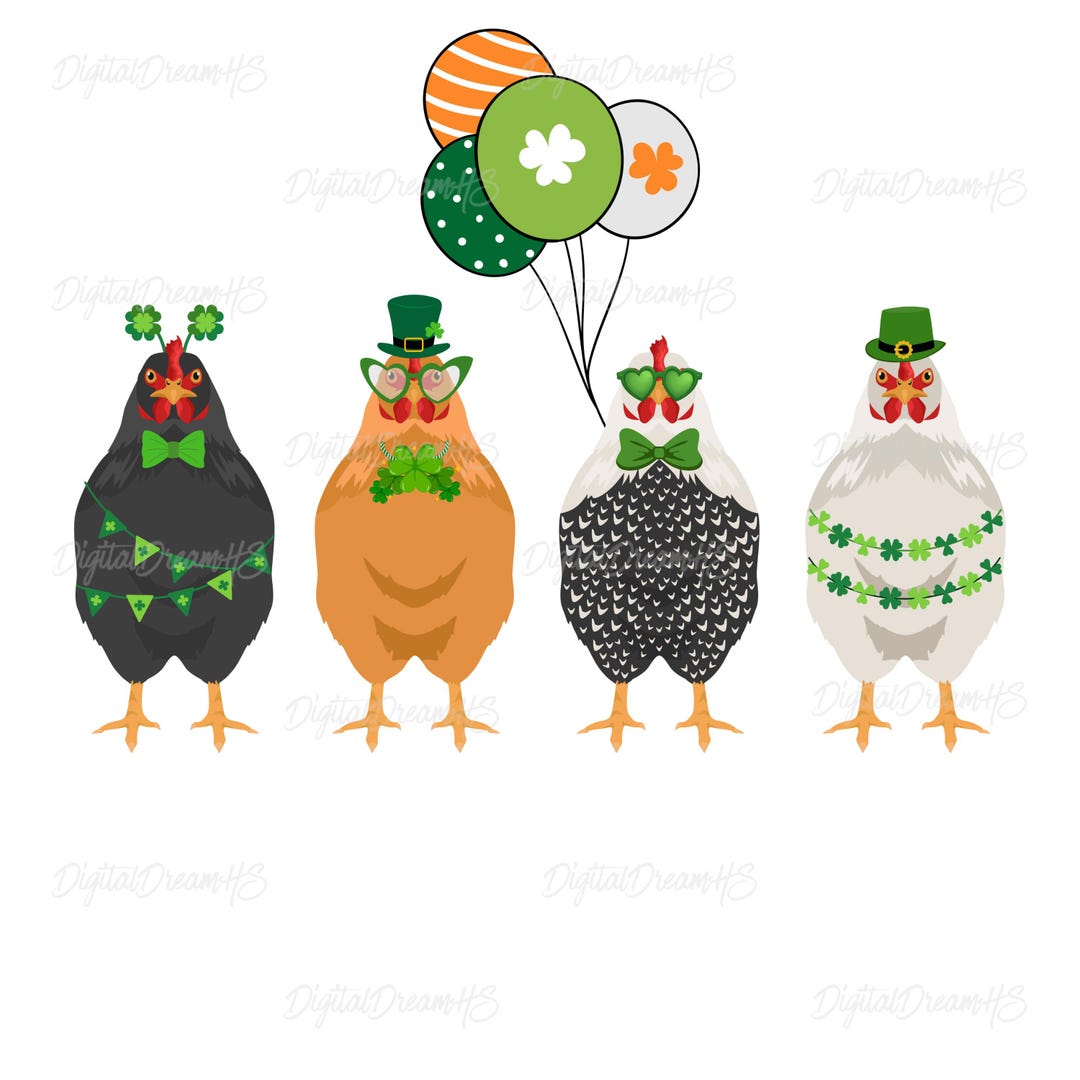 Сute Chickens Png, St Patricks Day Farm Animals Png, St Patricks Day ...