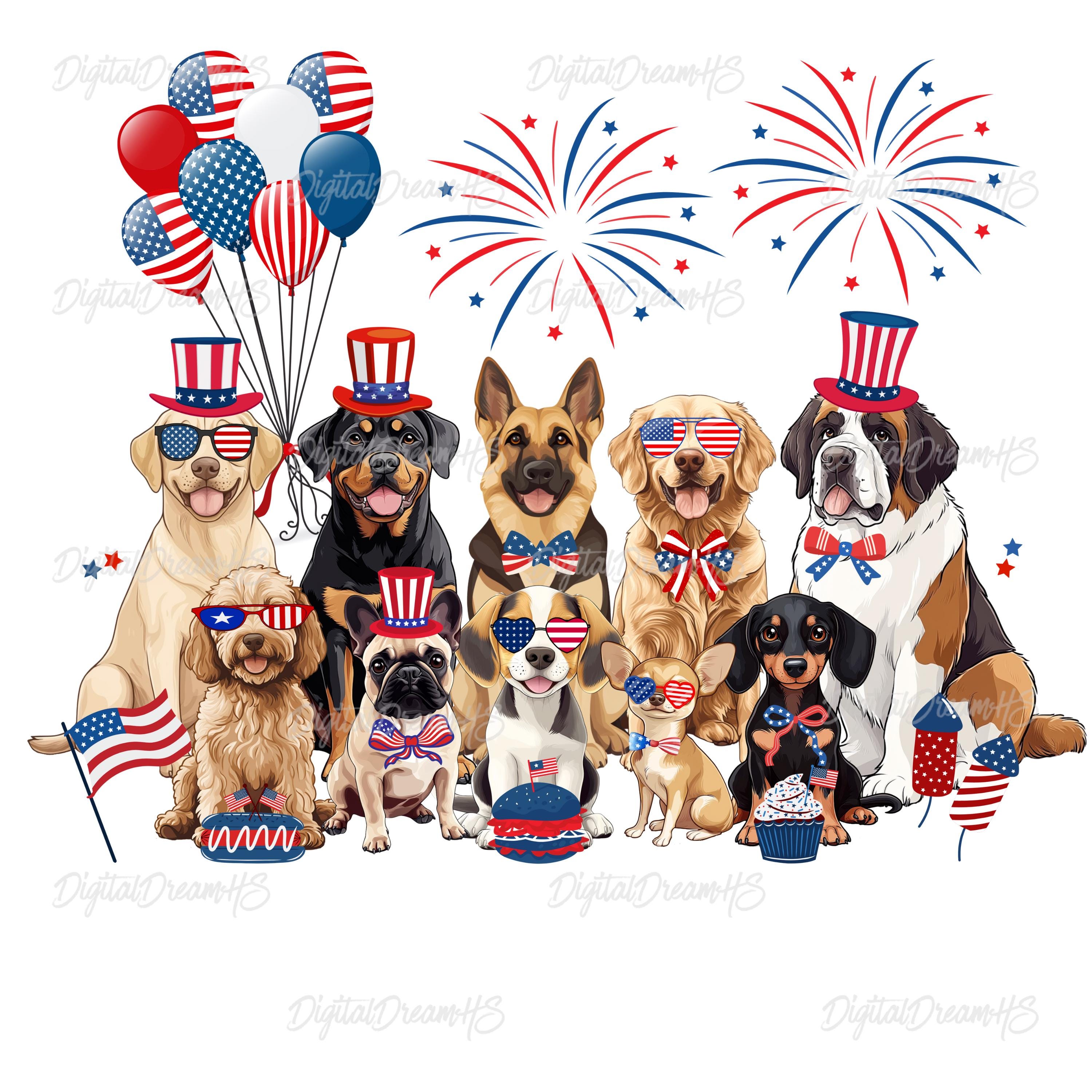Patriotic Dogs PNG Design: 4th of July Pet Sublimation (digital ...