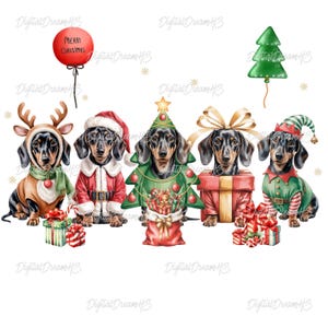 Dachshund PNG: Christmas Dogs Designs, Holiday Dog (digital Download ...