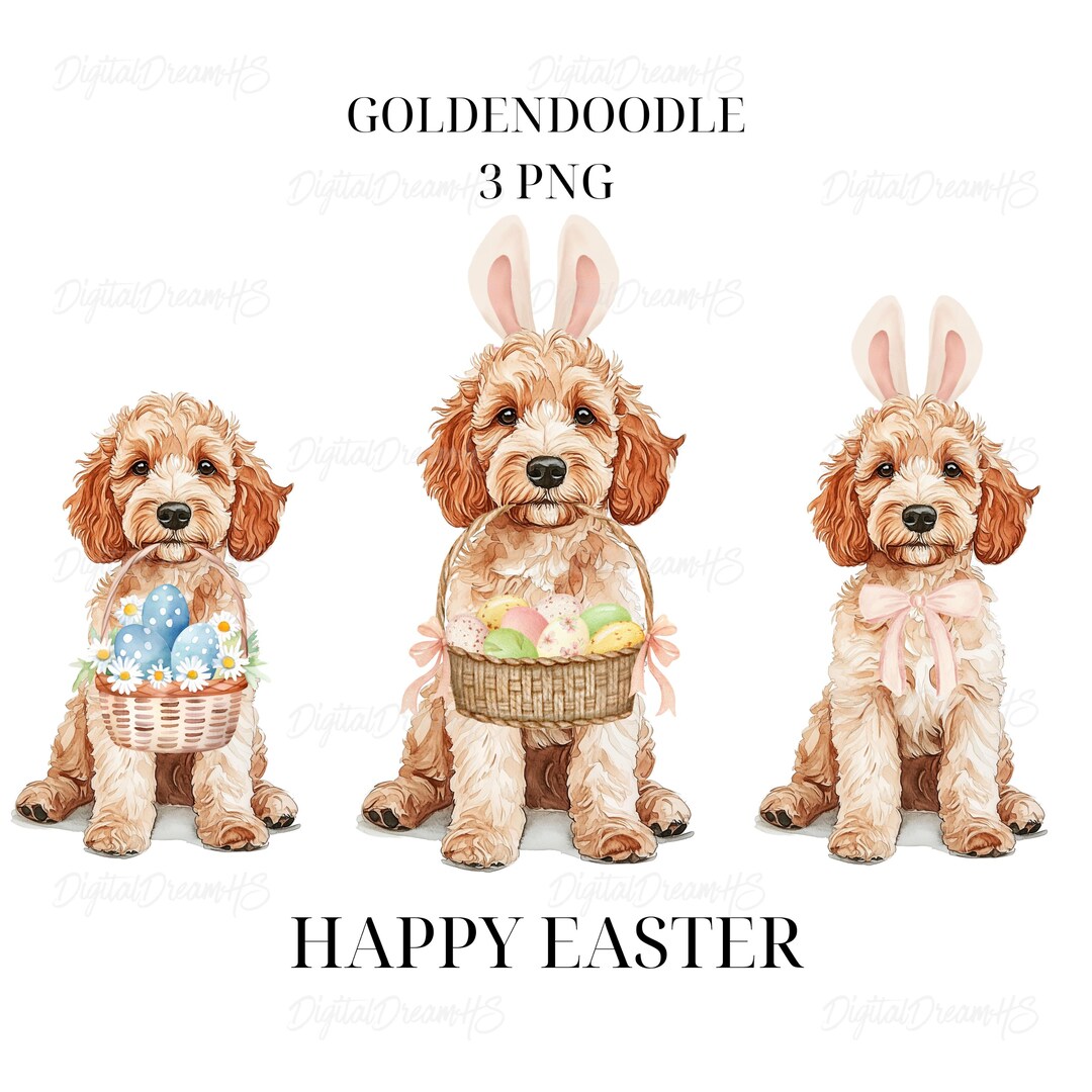 Goldendoodle Easter Png, Happy Easter PNG, Goldendoodle Bunny Png ...