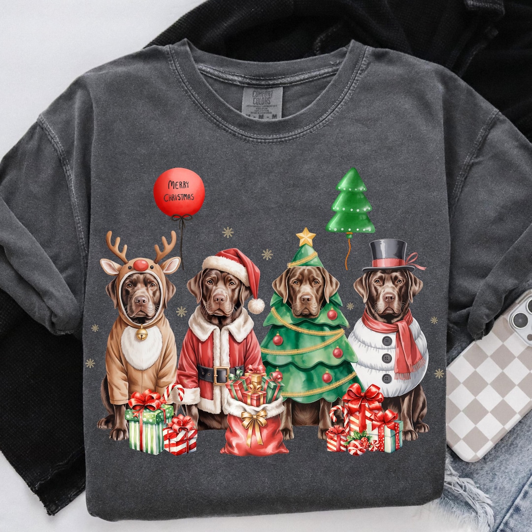 Funny Chocolate Lab Christmas Dog PNG, Labrador Dogs, Santa Reindeer ...