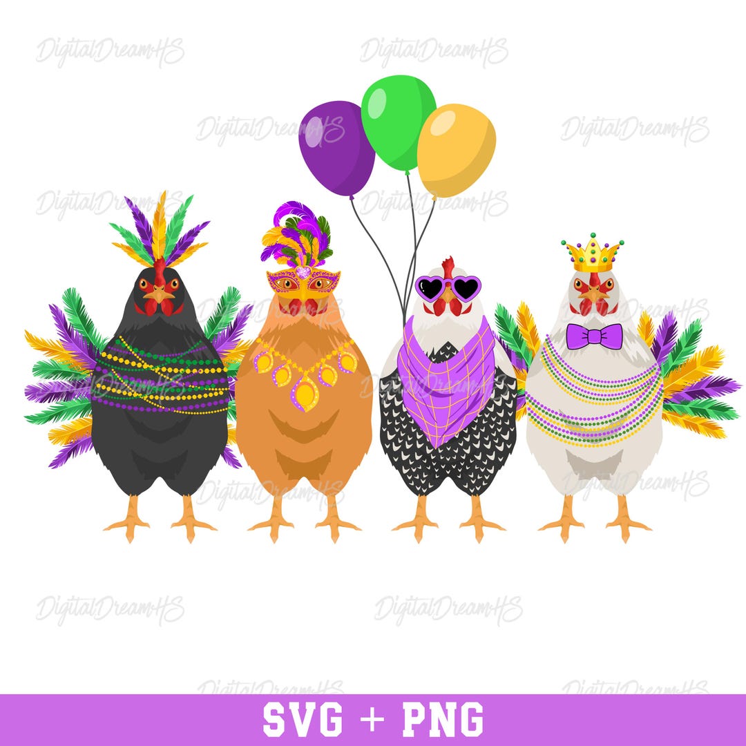 Mardi Gras Chicken Png, Chicken Lover Png, Mardi Gras Animal Png, Mardi ...