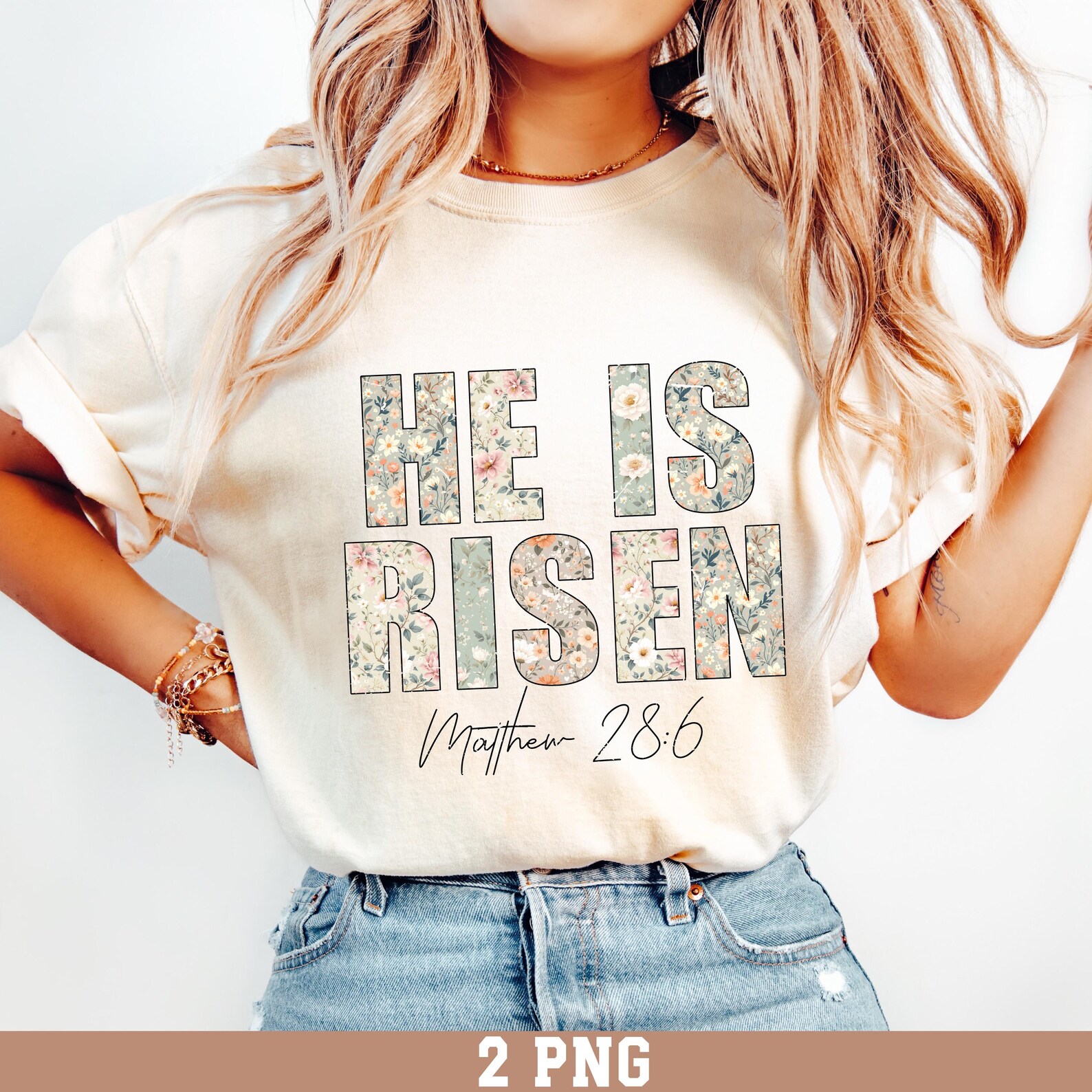 He is Risen Floral PNG: Retro Christian Easter Design (2 PNG) - Etsy