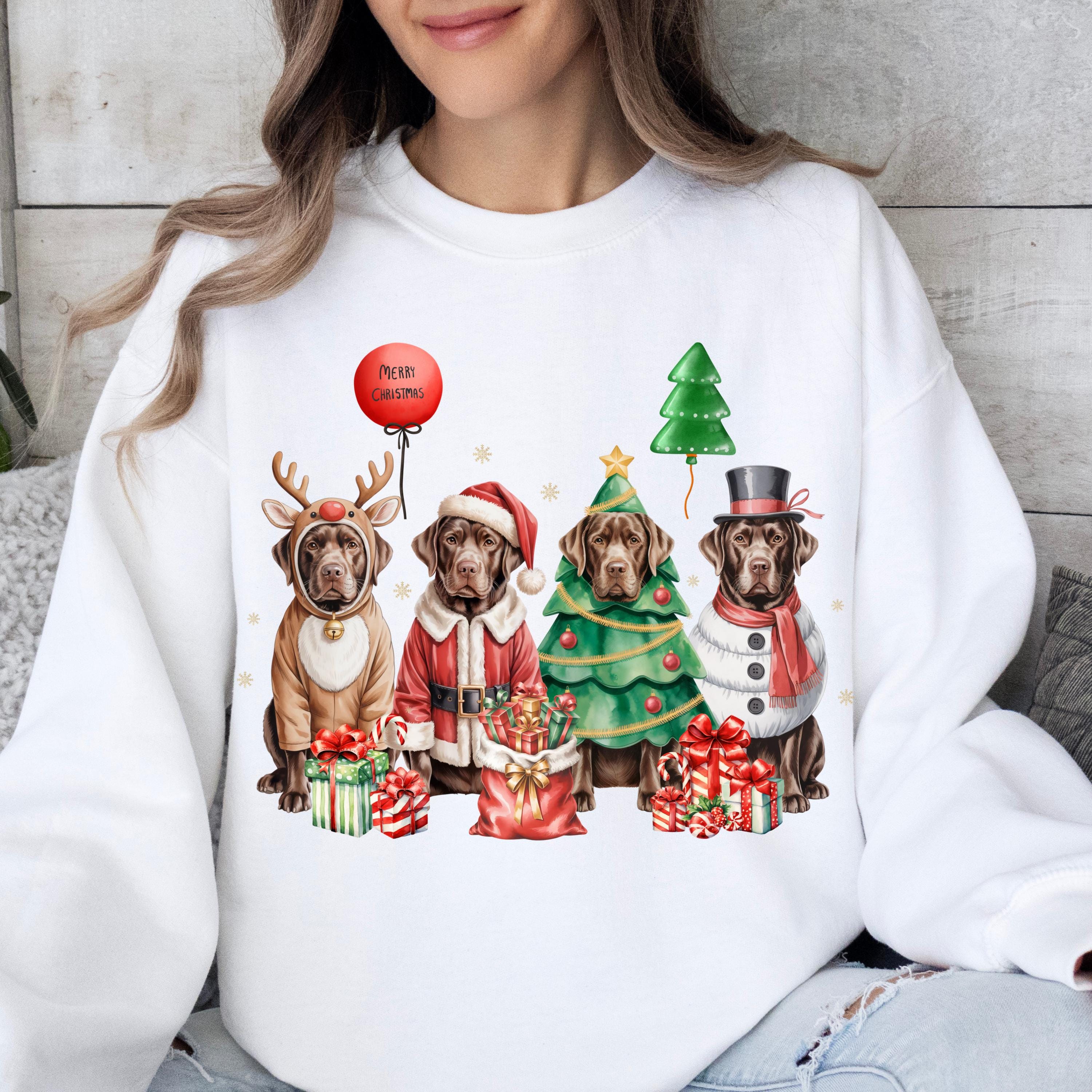 Funny Chocolate Lab Christmas Dog PNG, Labrador Dogs, Santa Reindeer ...