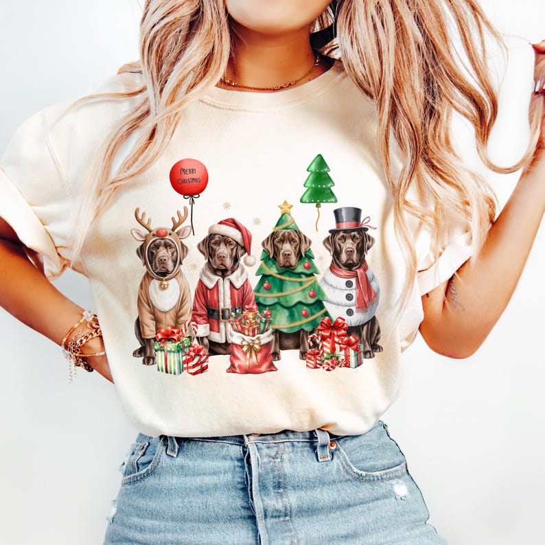 Funny Chocolate Lab Christmas Dog PNG, Labrador Dogs, Santa Reindeer ...