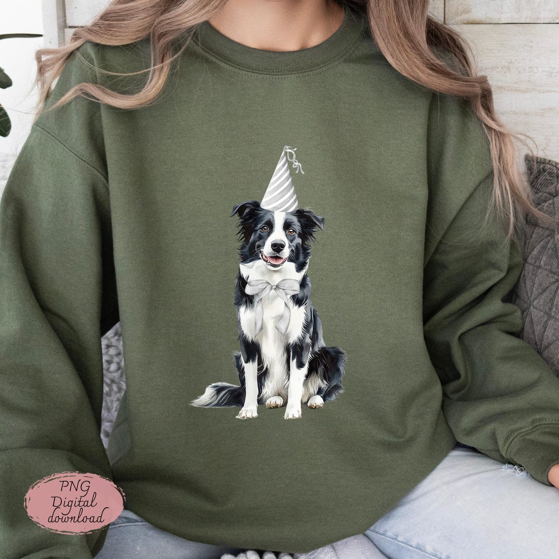 Watercolor Birthday Border Collie PNG: Party Hats (digital Download) - Etsy