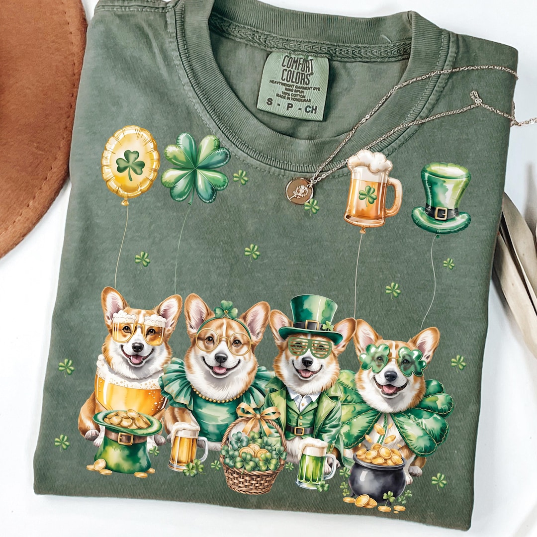 St Patricks Day Corgi Png, Funny Irish Dog Clipart, Lucky Clover ...