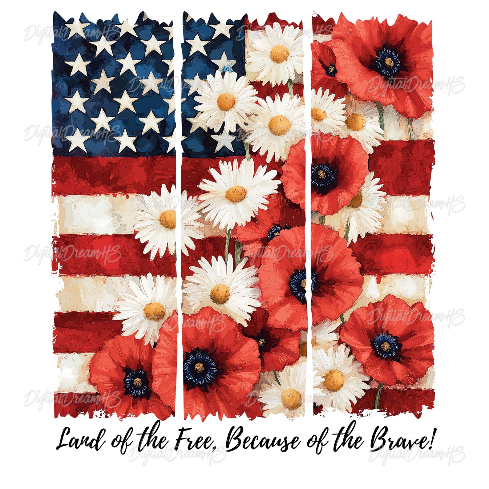 USA PNG, 4th of July Png, American Flag Png, Memorial Day Png, Floral ...