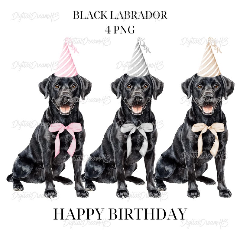 Birthday Black Labrador Watercolor PNG: Dog Owner Gift (digital ...