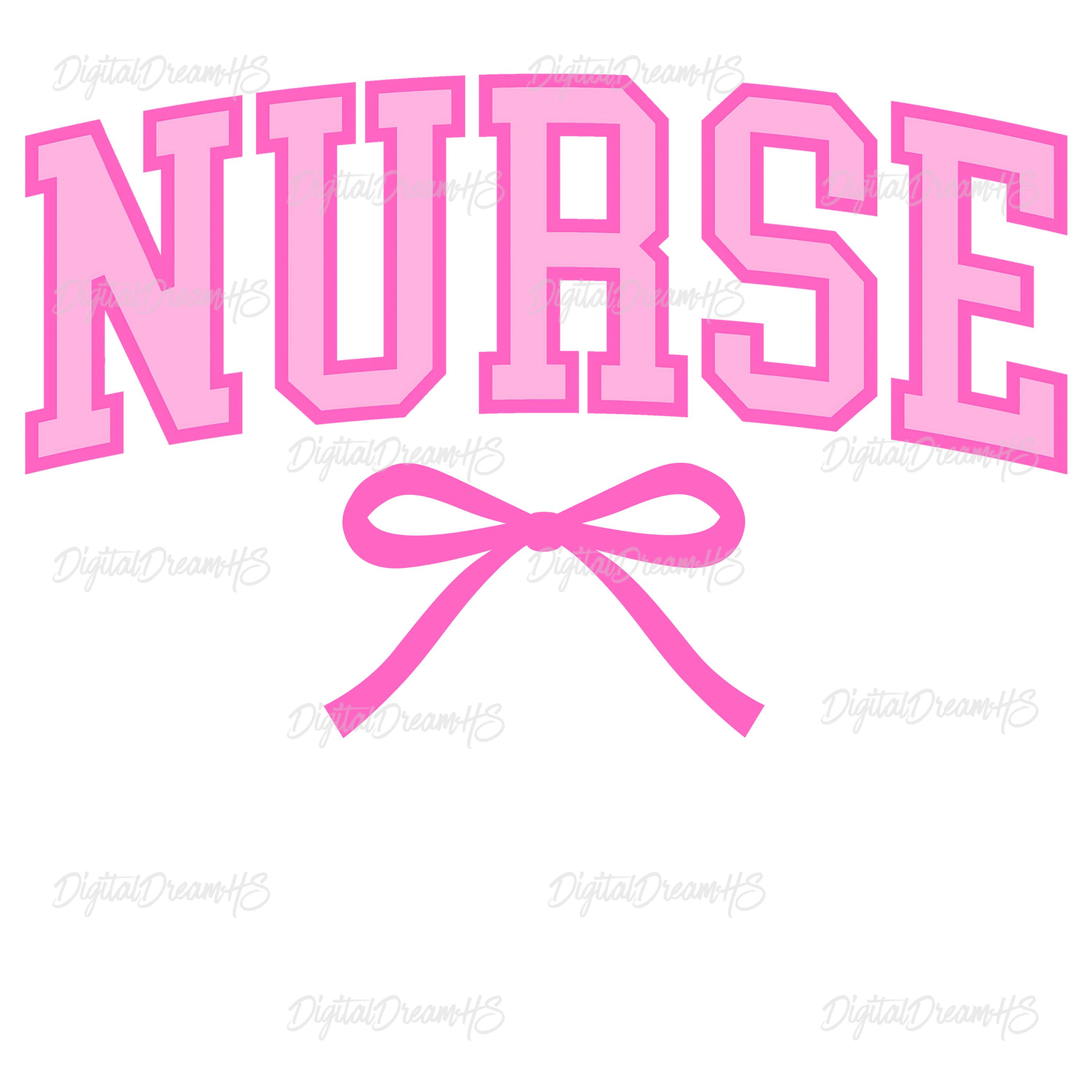 Nurse Pink Bow Varsity PNG + SVG File, Trendy Aesthetic Shirt Design ...