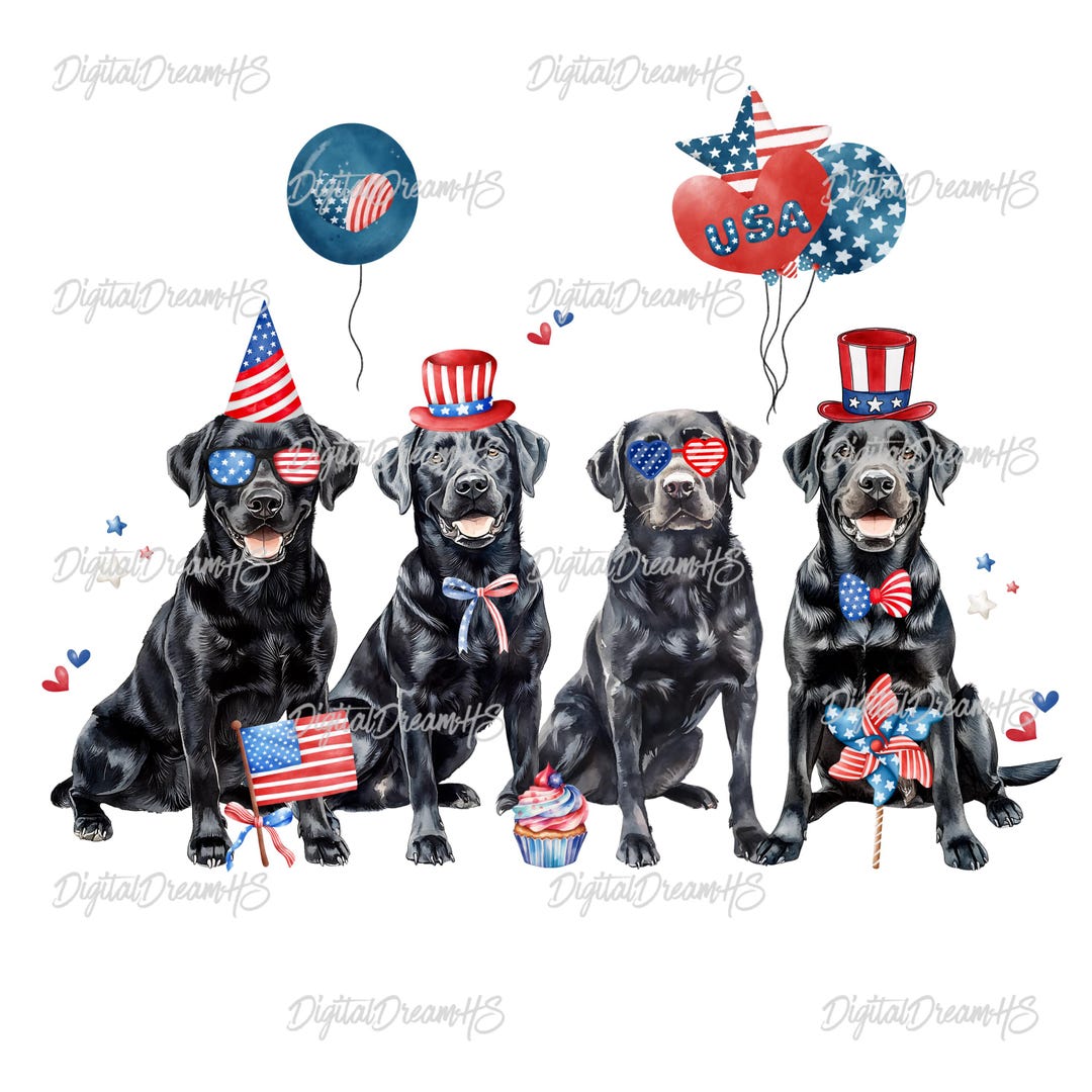 Black Lab 4th of July PNG, Patriotic Labrador Dog Sublimation, USA ...