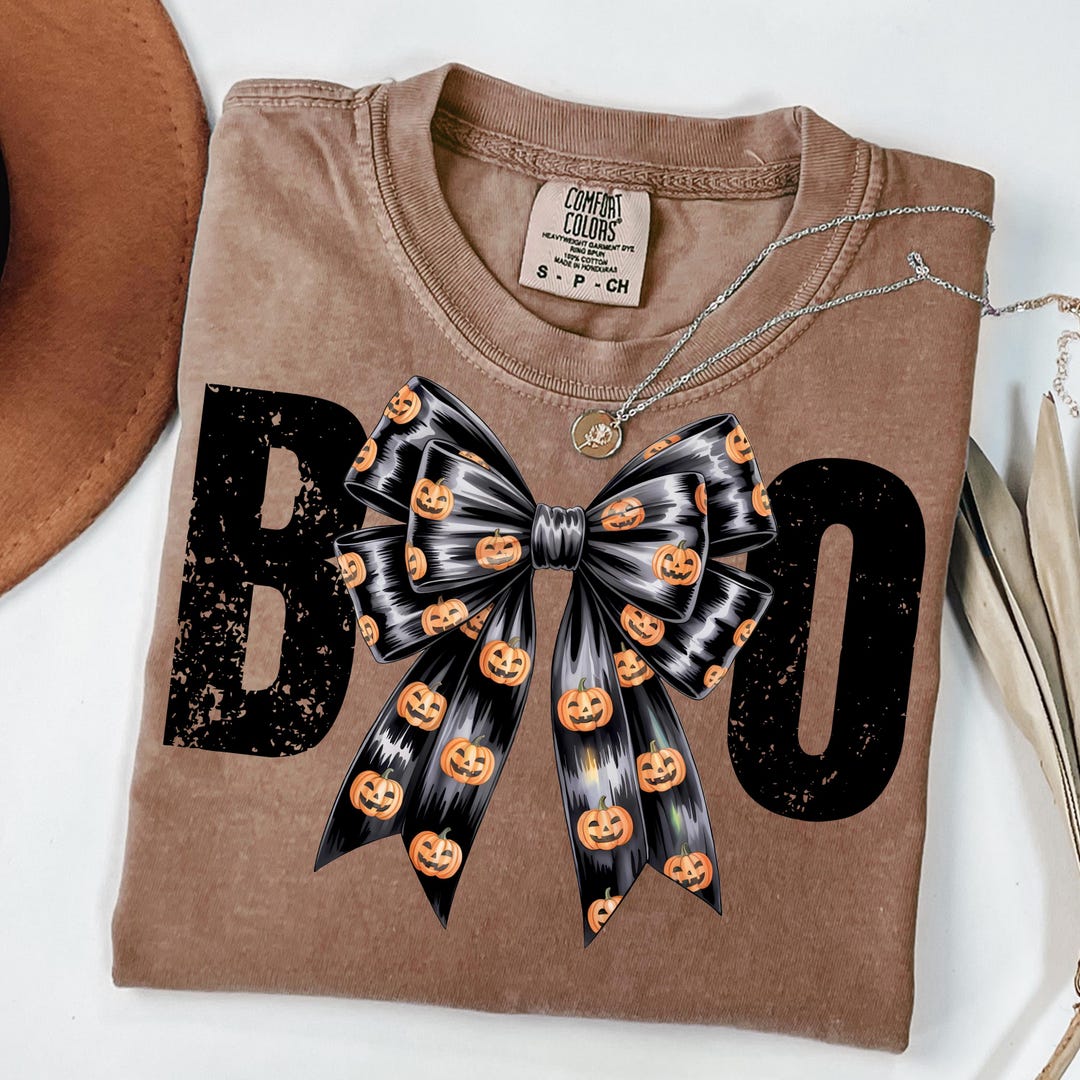 BOO Bow PNG, Halloween Png, Coquette Black Ribbon With Jack O Lanterns ...