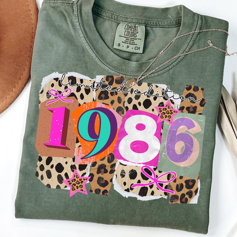 1986 Limited Edition Birthday PNG, Retro Leopard Numbers Clipart, Born ...