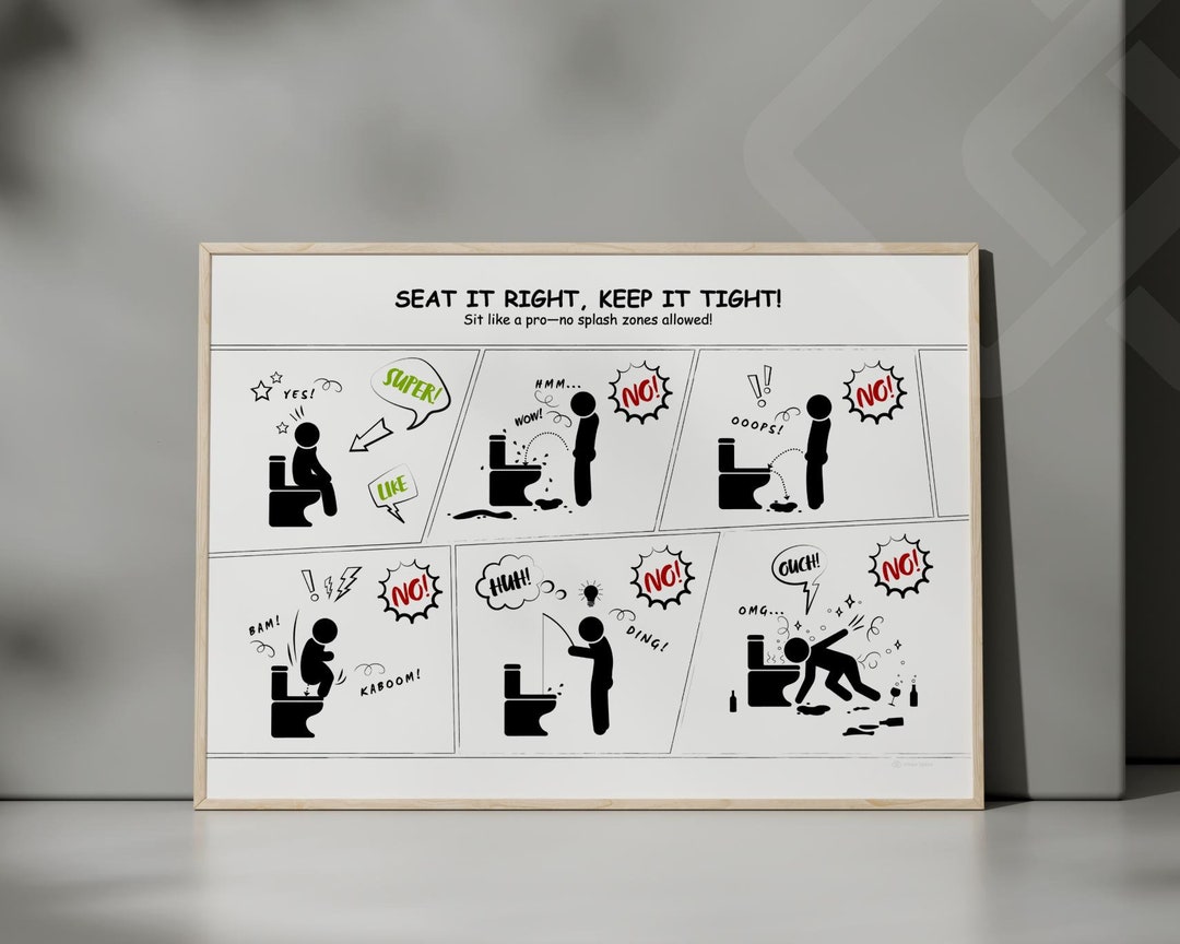 Funny Toilet Bathroom Rules Instruction Comic Poster - Etsy