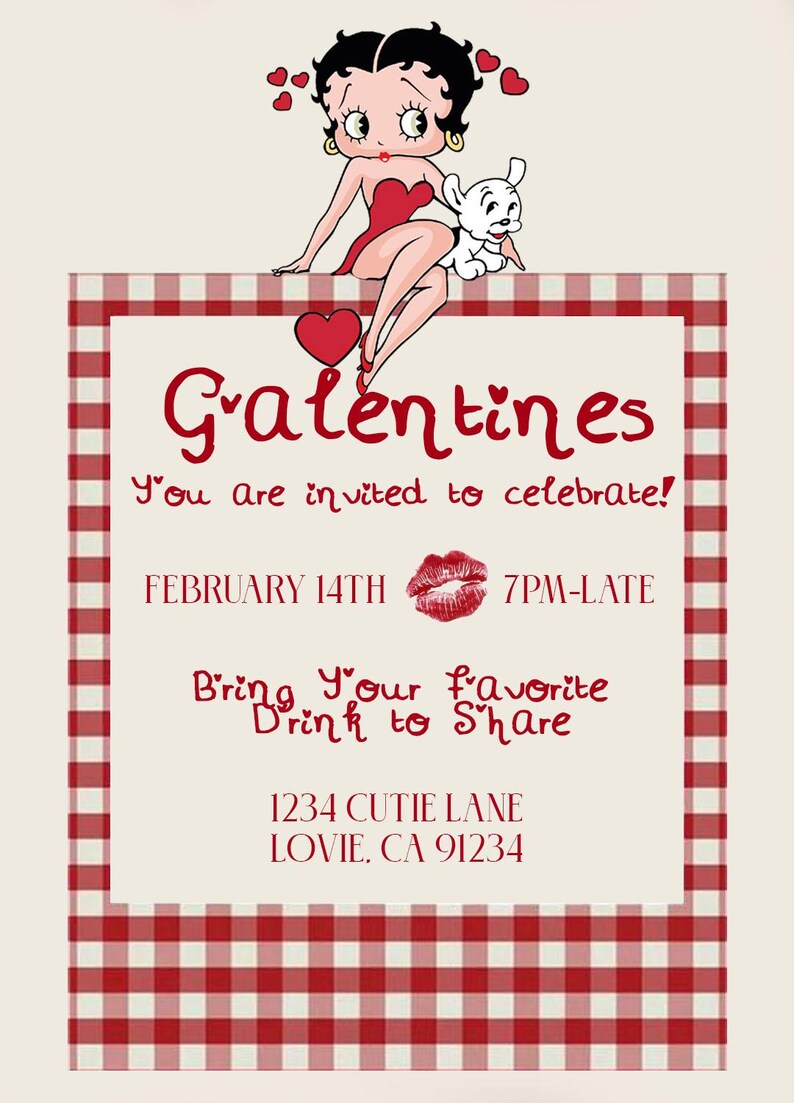 Custom Digital Galentines Invitation Betty Boop - Etsy