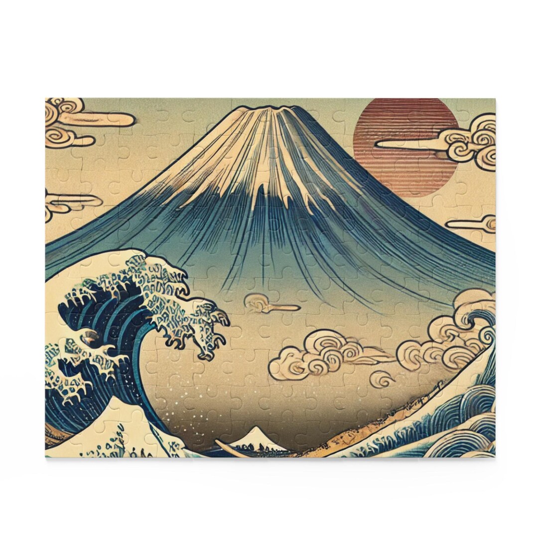 Japanese Art Puzzle | Traditional Wave and Mountain Design | Perfect ...