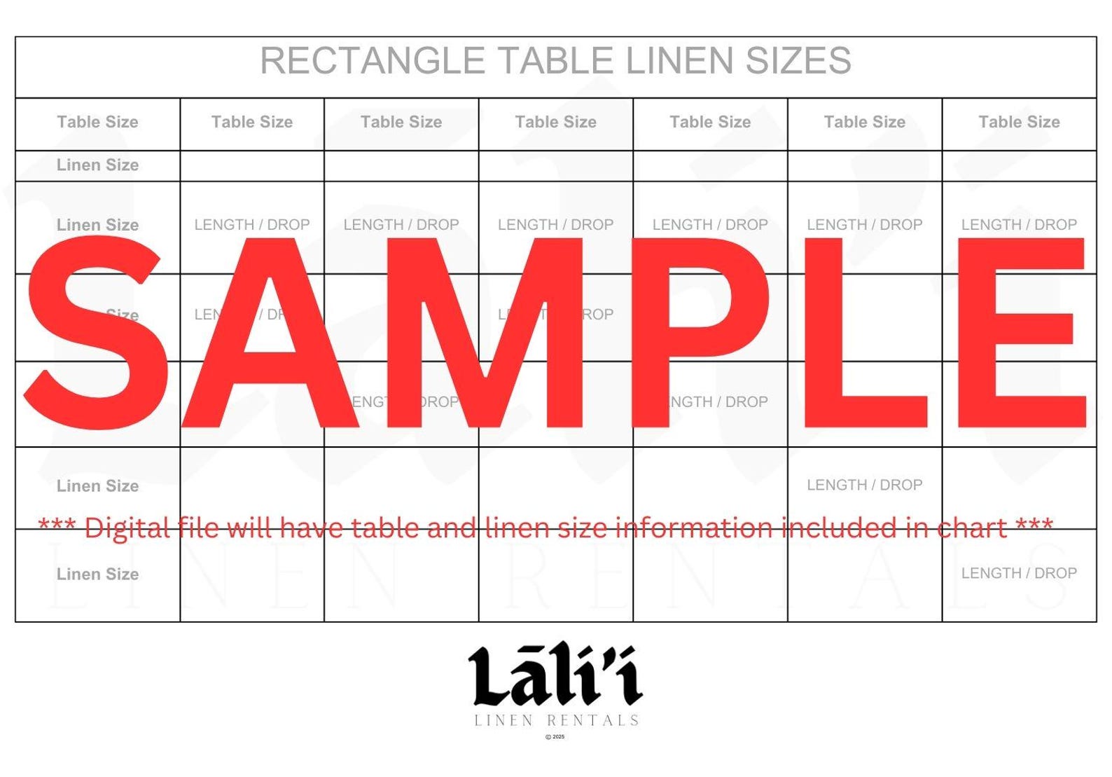 Table Linen Size Chart - Rectangle Banquet Tables - Etsy