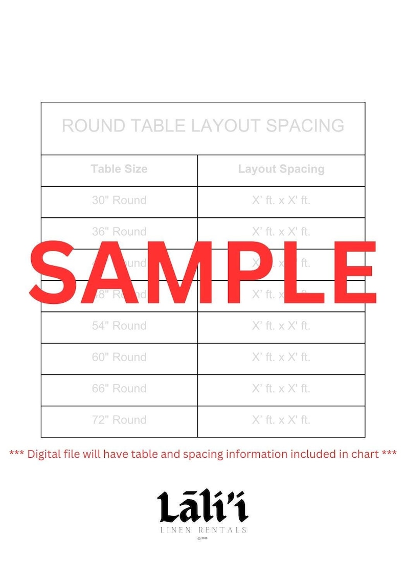Table Layout Spacing Chart - Round Banquet Tables - Etsy