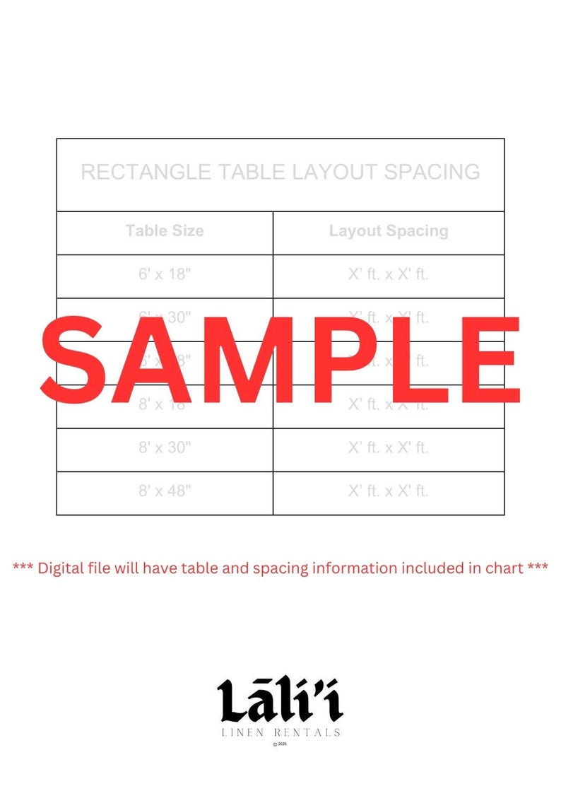 Table Layout Spacing Chart - Rectangle Banquet Tables - Etsy