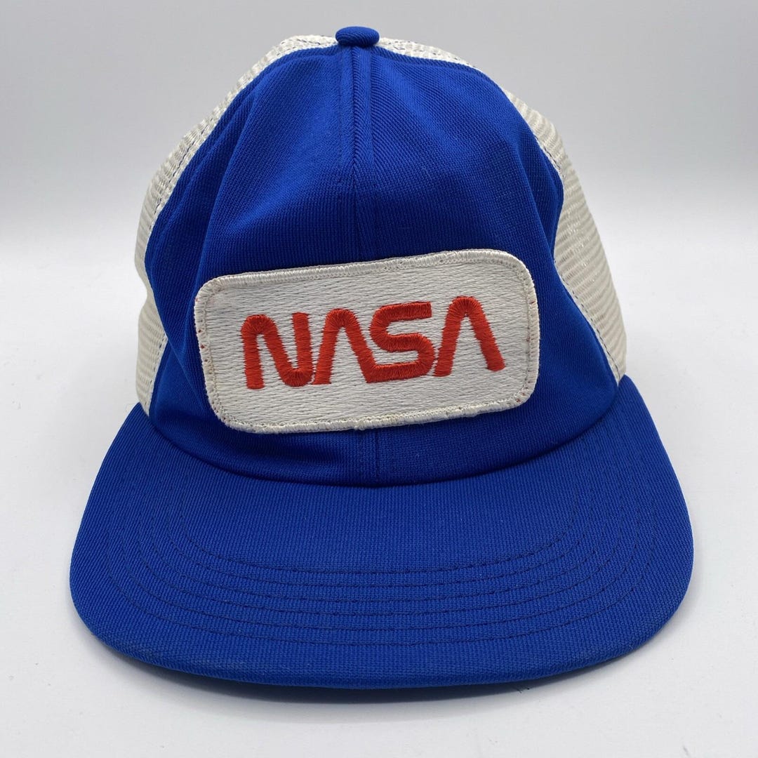 VTG NASA 6 Panel Embroidered Patch Trucker Hat Cap Snapback Blue/white ...