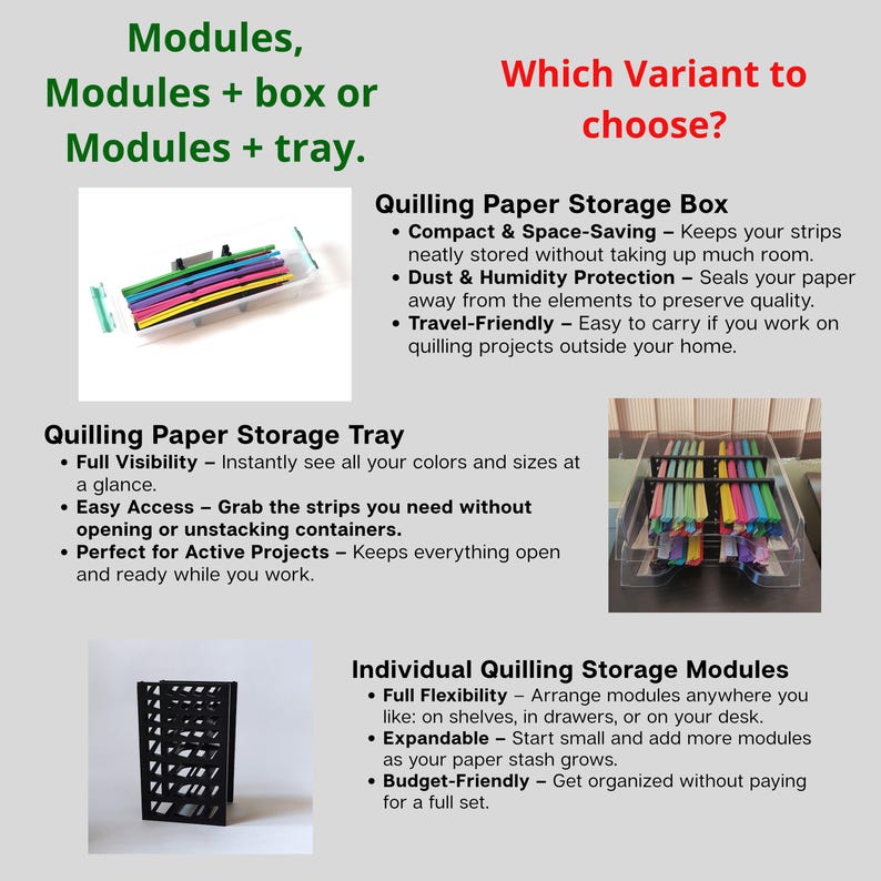 SET of 5-section Divider for Quilling Paper Strips Organizer ...