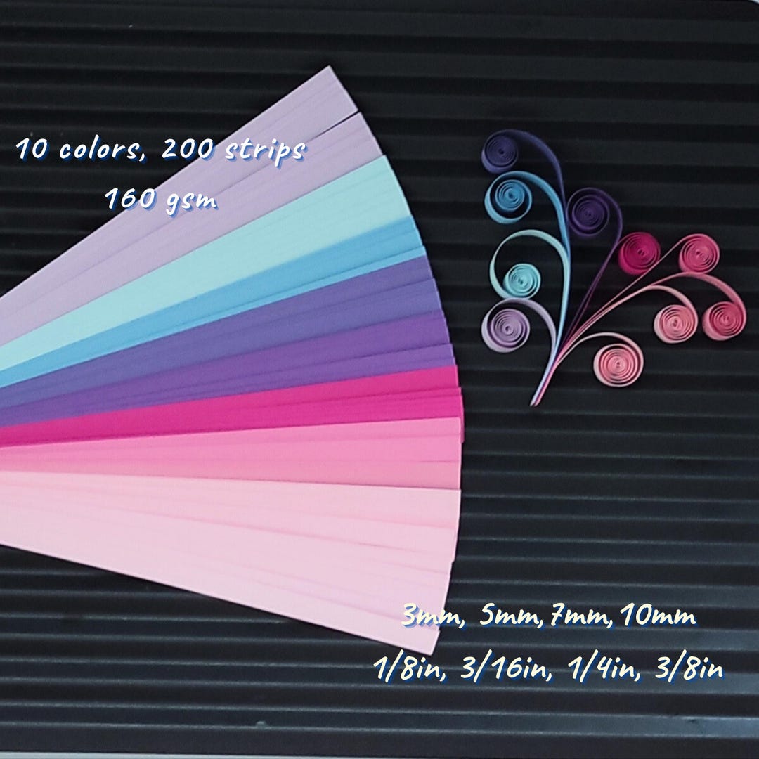 200 Strips Sunset Colors Set of Quilling Paper High Quality Strips ...