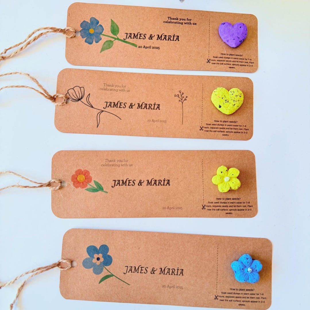 Personalized Plantable Seed Paper Bookmark: Wildflower Favors - Etsy