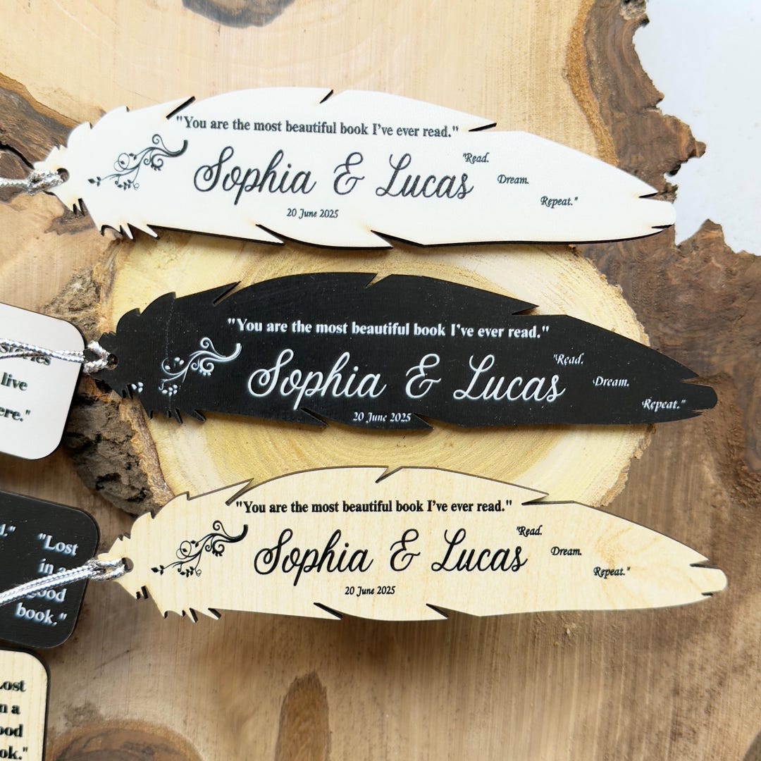 Custom Name Bookmarks – Wooden Place Cards, Wedding & Event Favors ...