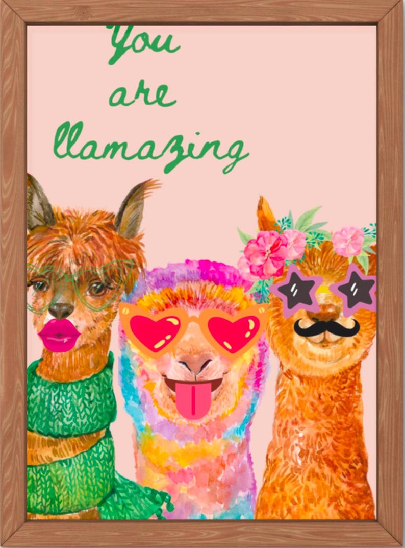 Wall Art Decor, Preppy Poster, College Apartment Decor, Funny Llama ...