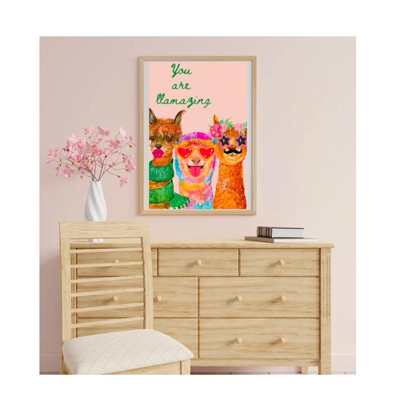 Wall Art Decor, Preppy Poster, College Apartment Decor, Funny Llama ...