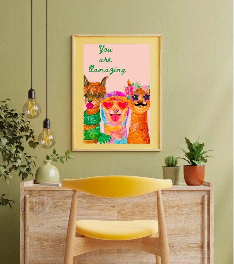 Wall Art Decor, Preppy Poster, College Apartment Decor, Funny Llama ...